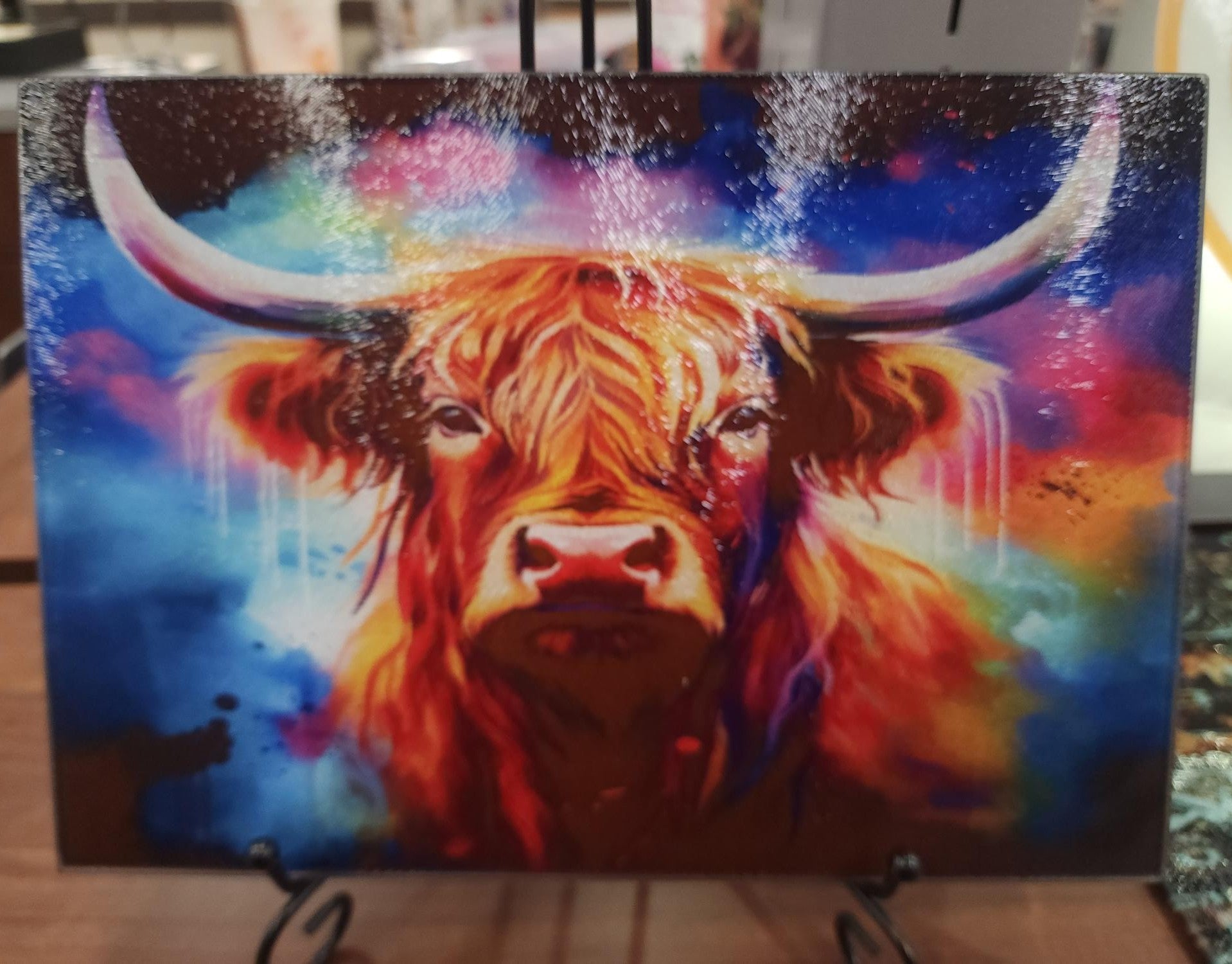 Watercolor Highland Cow Sublimated Glass Cutting Board – R&R Humble ...